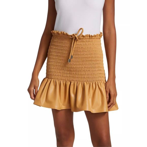 A.L.C. | Skirts | Alc Jenny Smocked Vegan Leather Mini Skirt Size 8 ...